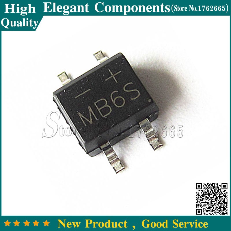 50PCS Rectifier Bridge MB6S SMD 0.5A 600V SOP-4 Single Phases Diode ...