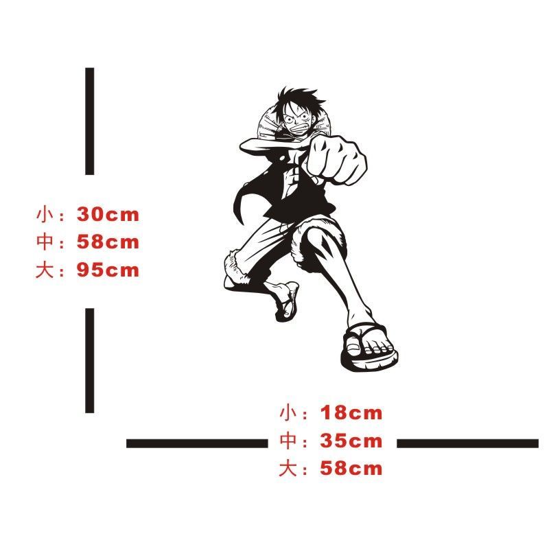 Cartoon Anime ONE PIECE Monkey D. Luffy Wall Sticker Car Sticker ...
