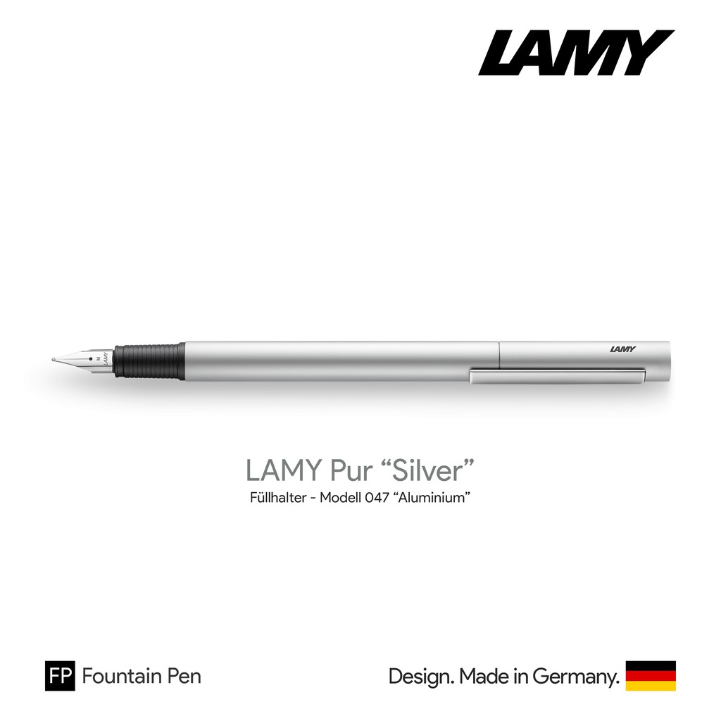Lamy Pur "Silver" Fountain Pen - ปากกาหมึกซึมลามี่เพอร์ สีเงิน | Shopee ...