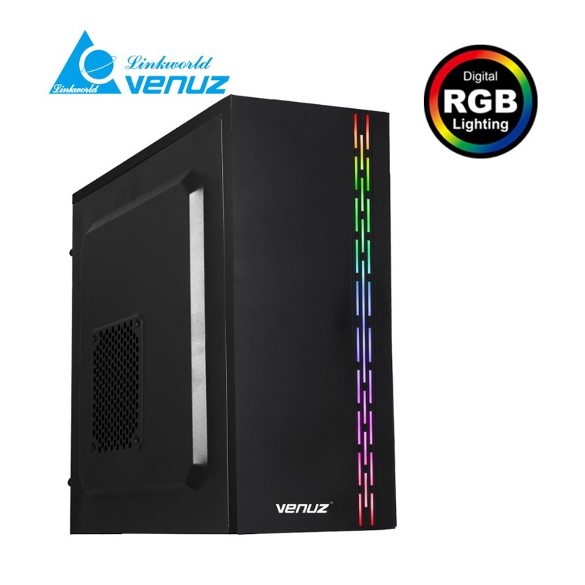 VENUZ ATX Computer Case VC 1918 with RGB LED lighting – Black HD Audio ...