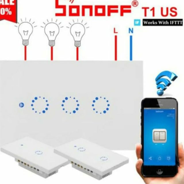 Sonoff T1 US 3C (ชุด3สวิตซ์) Smart Switch ควบคุมผ่าน Wifi ตั้งเวลาเปิด ...