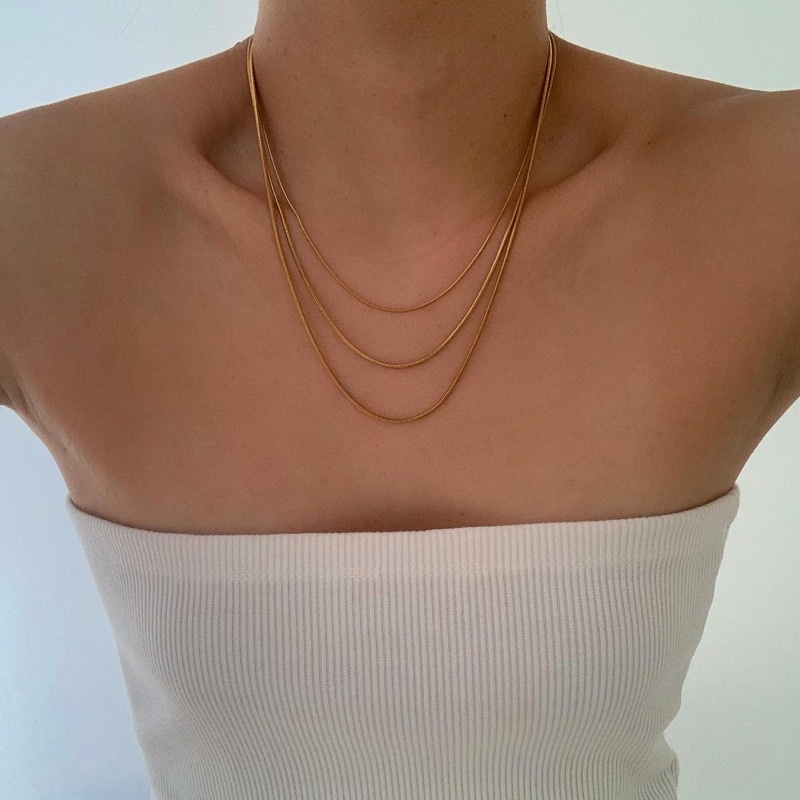 HER OBJECTIVE_HER SNAKE PLAIN NECKLACE IN 1.5/2MM | Shopee Thailand