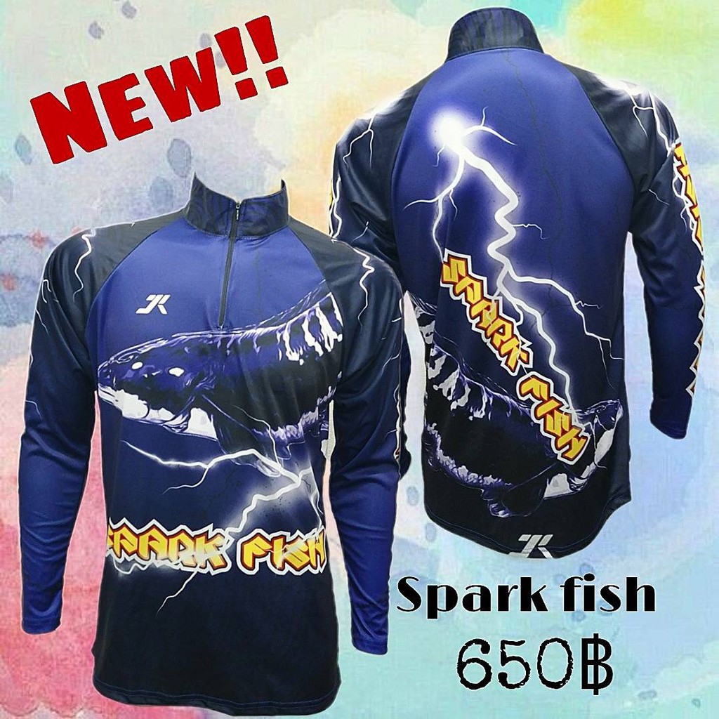 JK Thailand เสื้อตกปลา SPARK FISH ป้องกันรังสี UV 80% แห้งเร็ว | Shopee ...