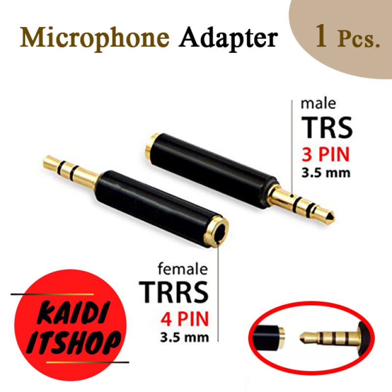 อะแดปเตอร์ Aux แปลง 3ขีด เป็น 2ขีด 3.5mm 4 Pin TRRS to 3 Pin TRS ...