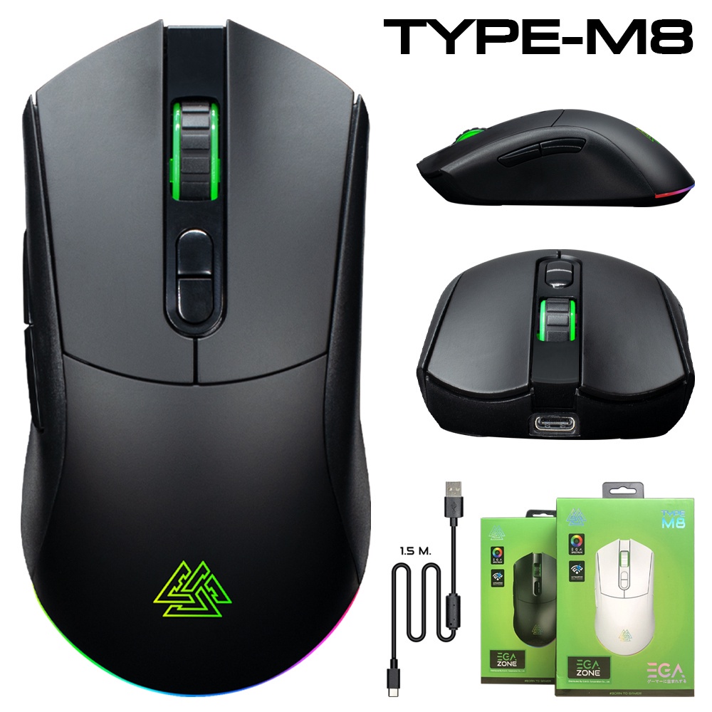 ⚡️เมาส์เกมมิ่งไร้สาย⚡️ EGA TYPE M8 GEN2 Wireless Gaming Mouse มีไฟ RGB ...