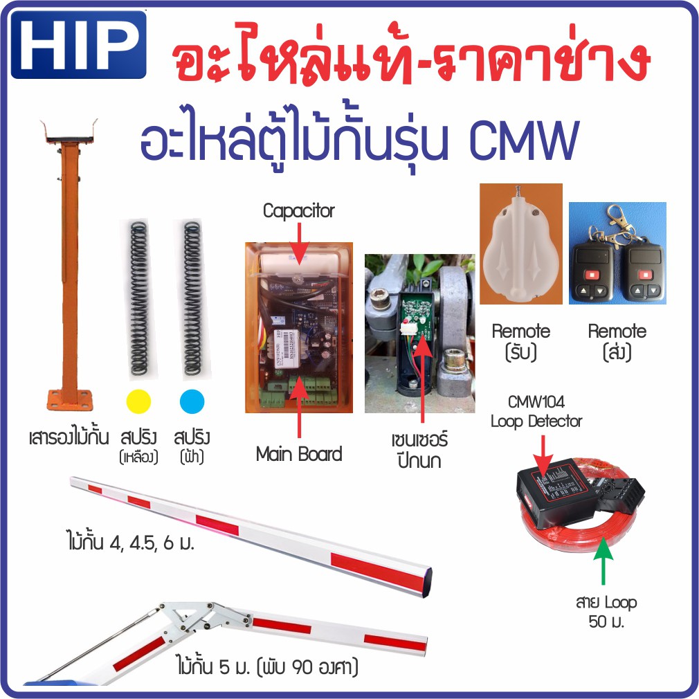 อะไหล่ไม้กั้น HIP รุ่น CMW1023 CMW1024 CMW1026 CMW1226 สำหรับช่าง-งานซ่อม สปริง รีโมท ลูป ...