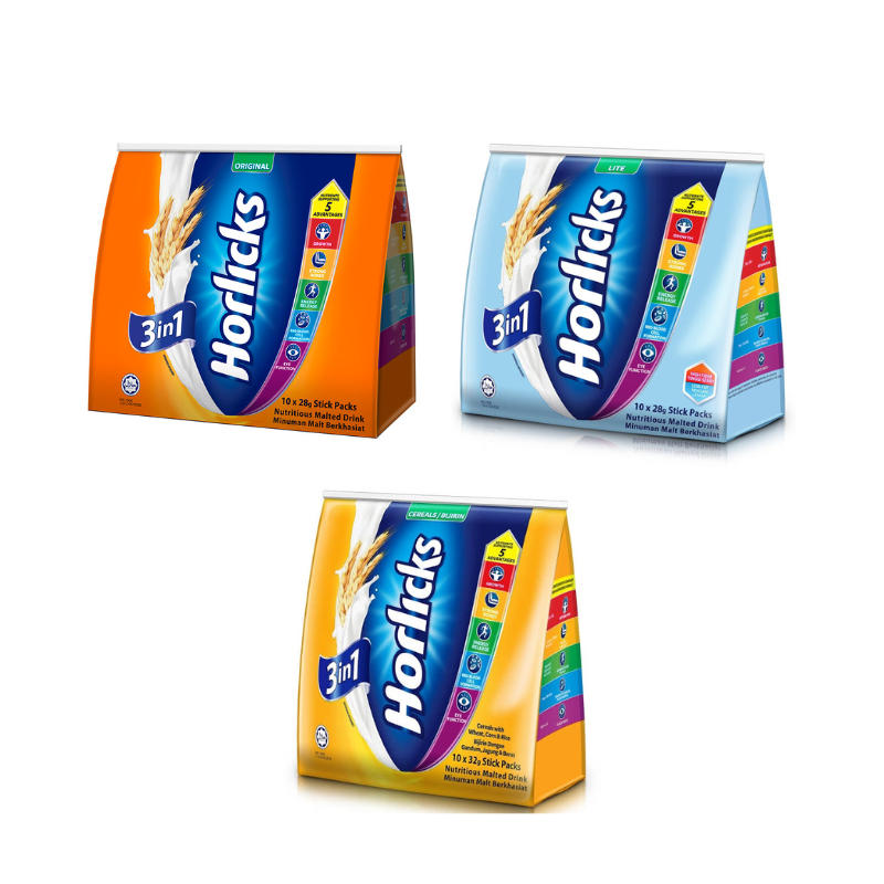 Horlicks 3-in-1 Nutritious Malted Drink Original ฮอร์ลิคส์ 3 อิน 1 ขนาด ...