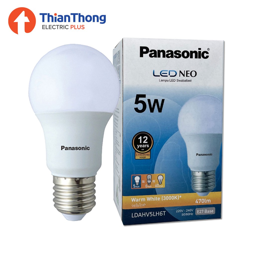 Panasonic หลอดไฟ พานาโซนิค LED Bulb Neo 5W E27 | Shopee Thailand