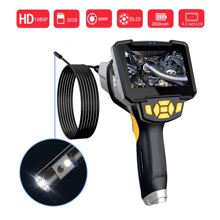 Dual Lens Endoscope Camera Handheld with 4.3 inches Screen Borescope ...
