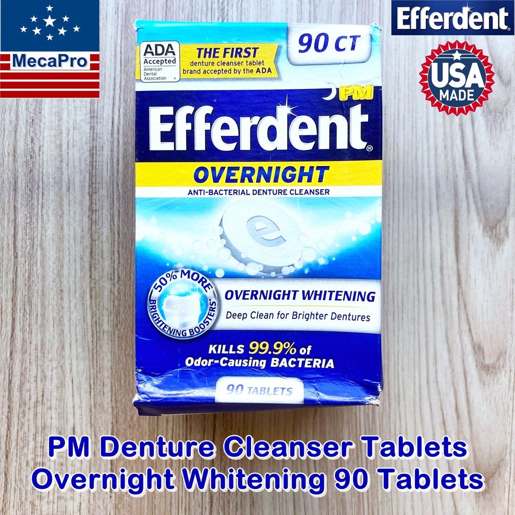 Efferdent® PM Denture Cleanser Tablets Overnight Whitening 90 Tablets ...