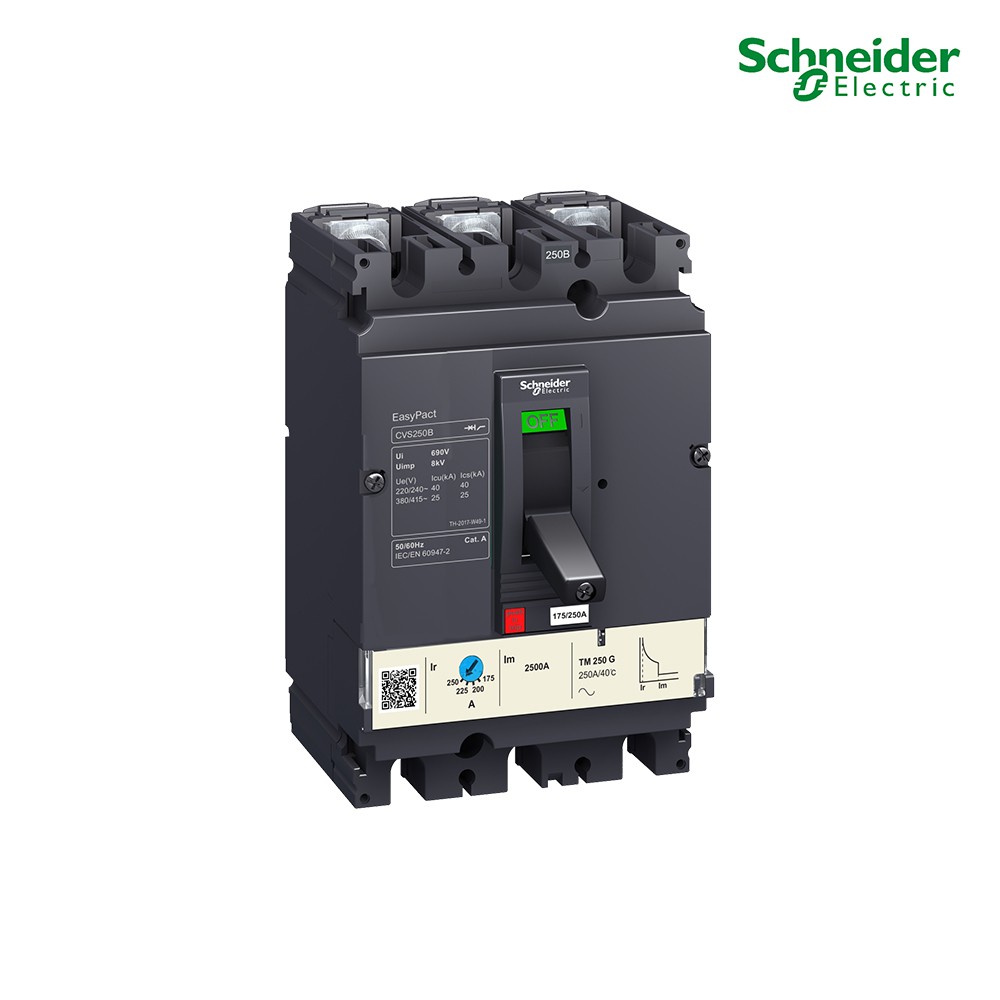 Schneider Circuit breaker CVS250F, 36 kA at 415 VAC, 160 A TM-D trip unit, 3P_LV525331 | PlugOn ...