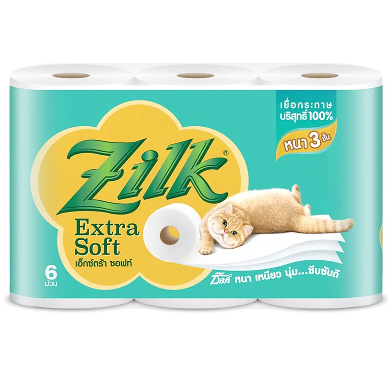 (แพ็ค 6 ม้วน) Zilk by Cellox Extra Soft Tissue ซิลค์ บาย เซลล็อกซ์ เอ็กซ์ตร้า ซอฟท์ กระดาษแบบ ...