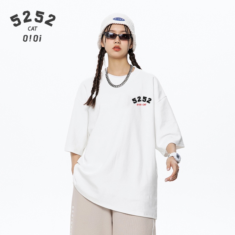 Oioi CAT เสื้อยืดแขนสั้น พิมพ์ลายตัวอักษร ทรงหลวม สไตล์เกาหลี สําหรับ ...