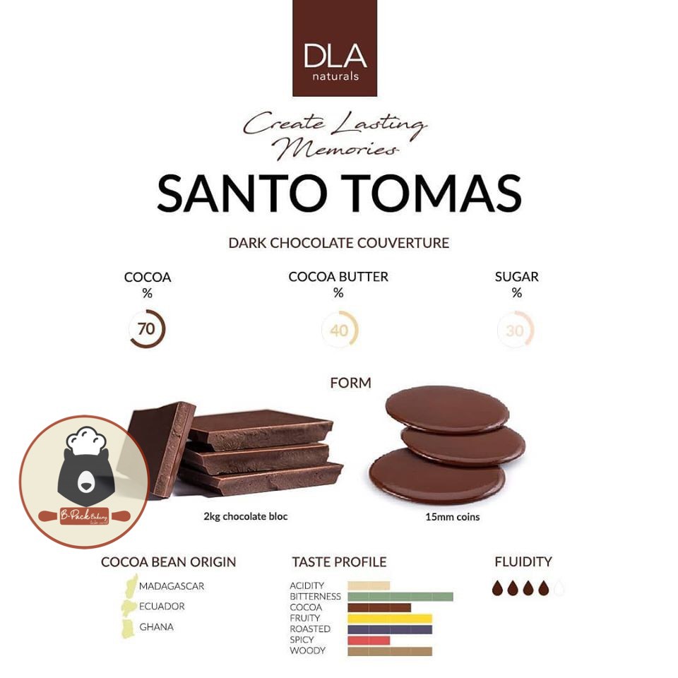 (500g) DLA 70% ซานโต โทมัส ดาร์ค ช็อคโกแลต กูแวร์ตูร์ 70% / DLA ...