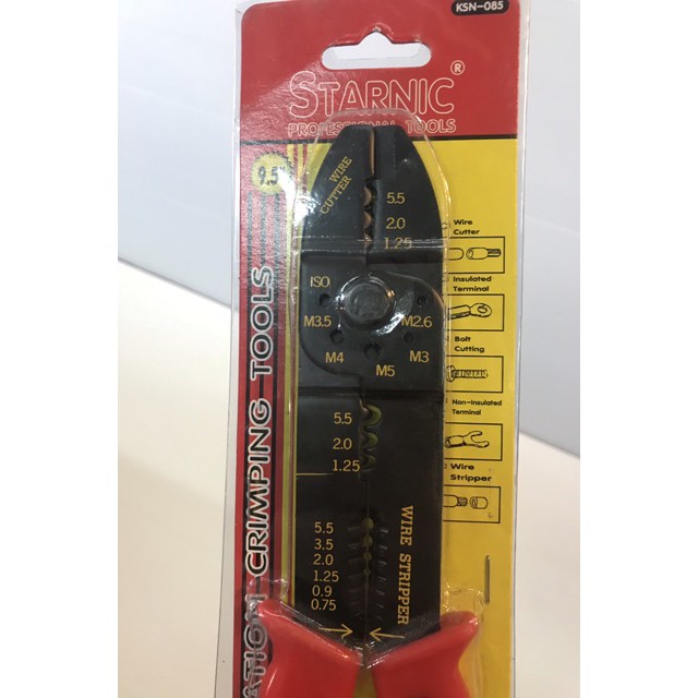 [พร้อมส่ง] คีมตัด ย้ำ ปลอกสายไฟ อเนกประสงค์ ขนาด 9.5 นิ้ว STARNIC รุ่น KSN-085 แท้ | Shopee Thailand