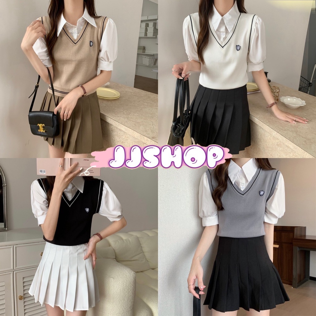 JJ shop💜 พร้อมส่ง เสื้อไหมพรมดีเทล 2 ชั้น กั๊กและเชิ๊ตใส่แล้วเกาหลีมาก "03015-1" -C | Shopee ...