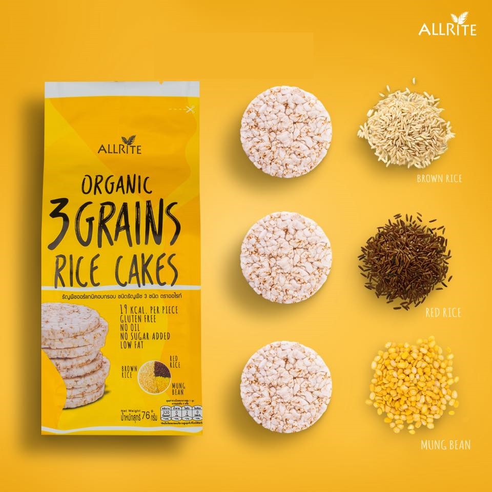 Oranic 3 grains Rice cake ข้าวผสมธัญพืชออร์แกนิคอบกรอบ ประกอบด้วยธัญพืช ...