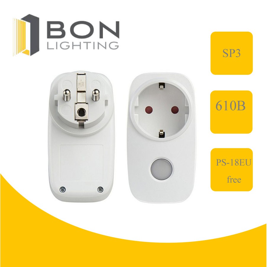 Broadlink Smart Plug SP3 (ลดพิเศษ) แถม!!! ปลั๊กแปลง 2 ขา รุ่น PS-18EU ...