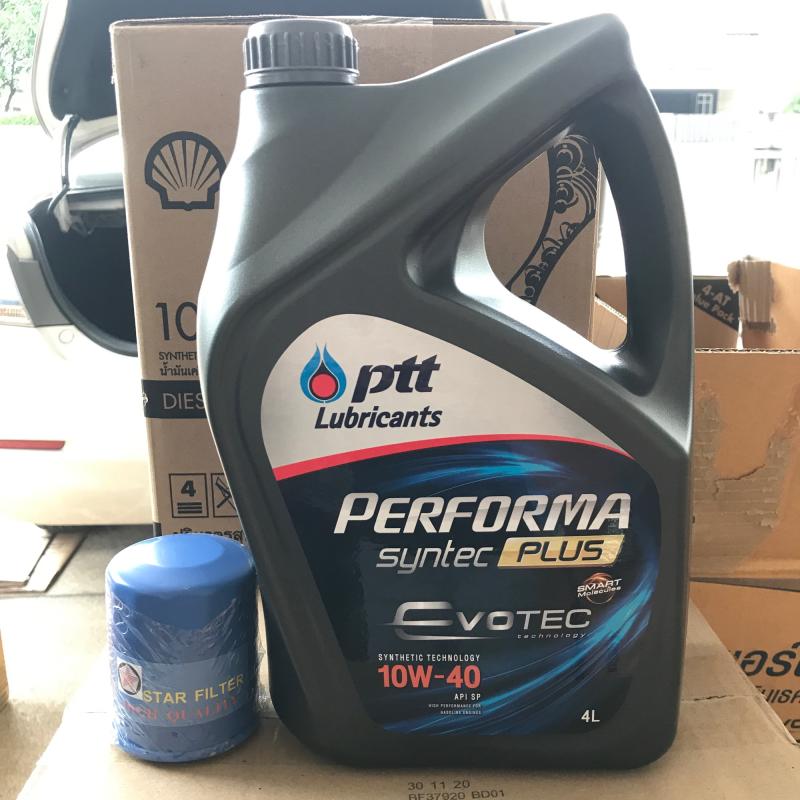 **เซต 4L* น้ำมันเครื่องเบนซิน ptt performa syntec plus sae 10w-40 ขนาด 4 ลิตร +กองยี่ห้อทั่วไป 1 ...