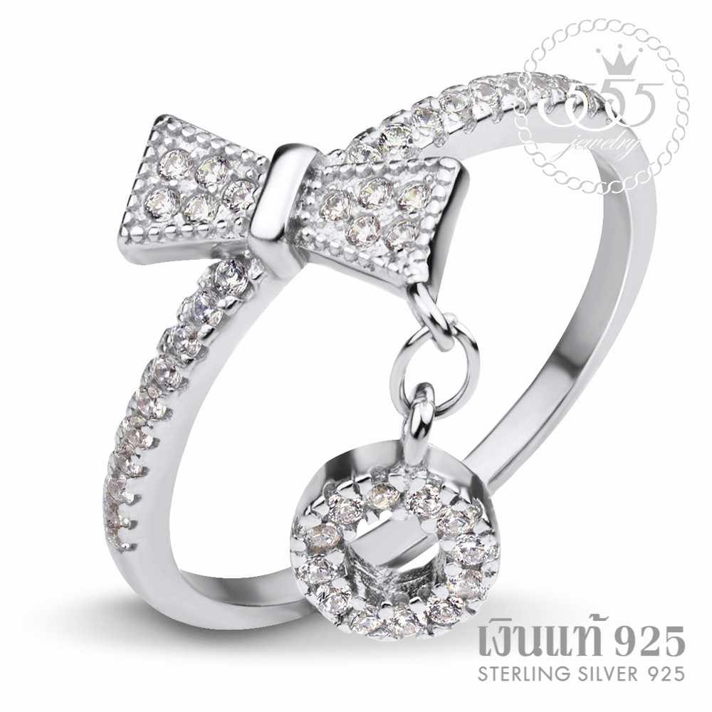 555jewelry แหวนเงินแท้ Silver 925 Ribbon Ring ประดับเพชรสวิส รุ่น MD-SLR037 (SLR-B1) | Shopee ...