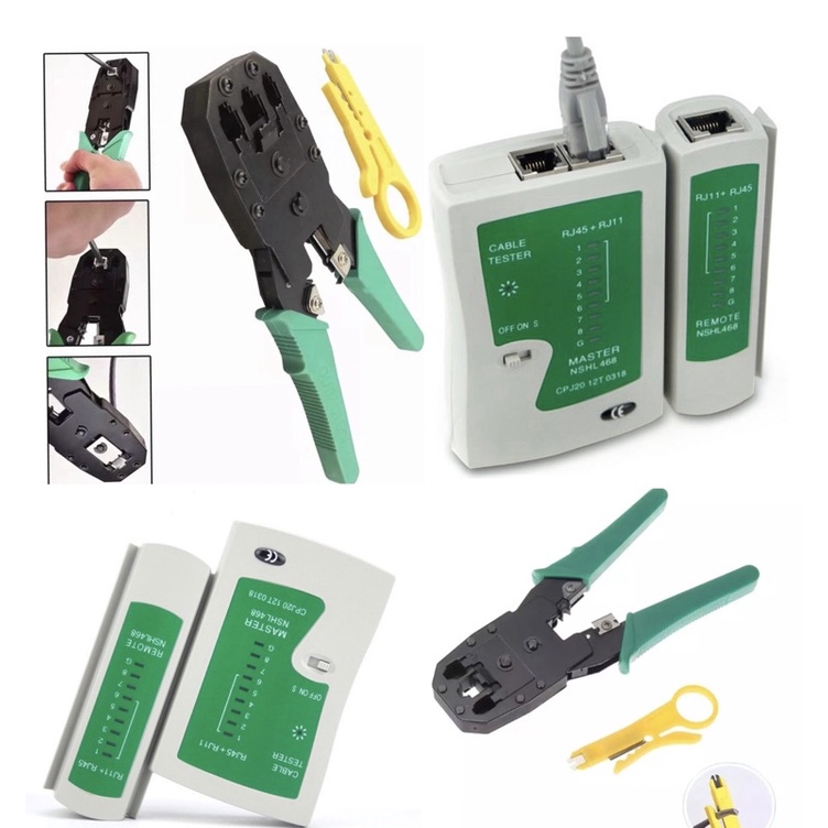 Set 2in1 คีมเข้าหัวสายแลน Network RJ45 CAT5 RJ11 RJ12 LAN Cable + ตัว ...