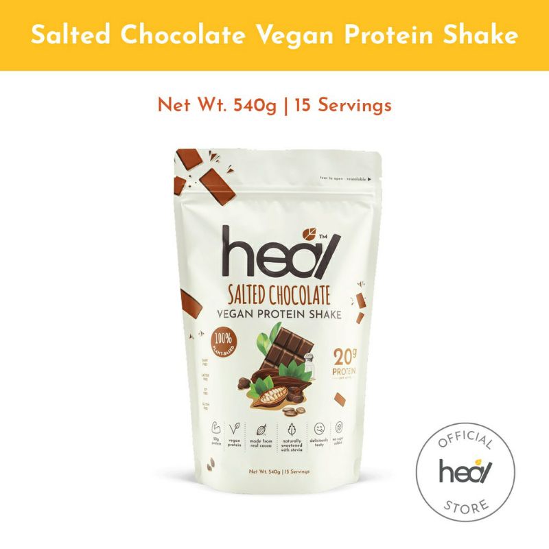 Heal Salted Chocolate Vegan Pea Protein Shake Plant Based Powder ...