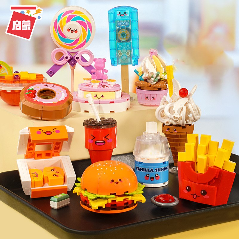 แฮมเบอร์เกอร์ Fries Drink Sweety Block ของเล่น DIY Fast Food ชุดของเล่น ...