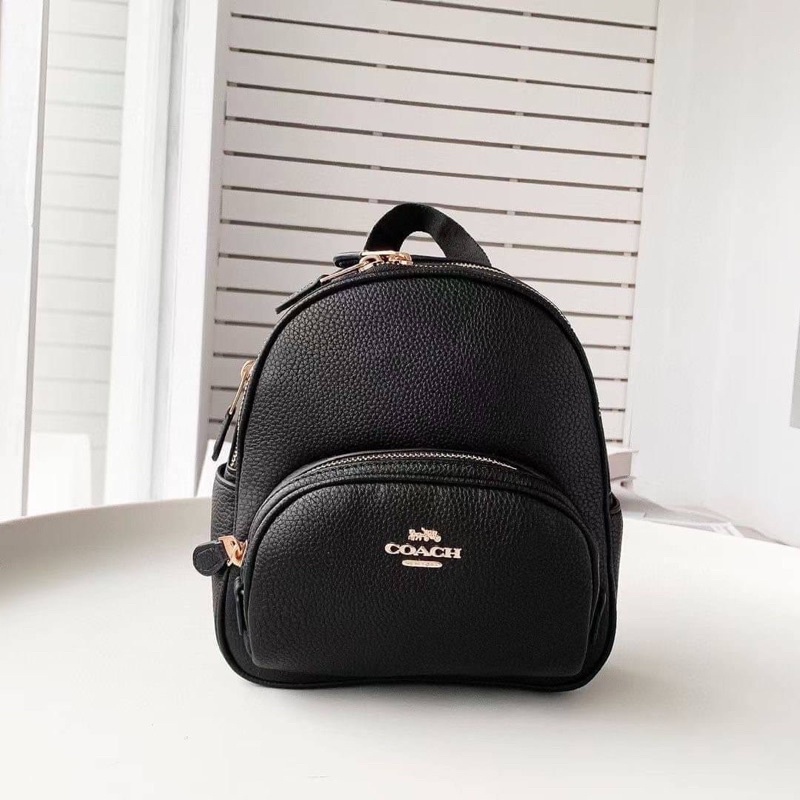 Coach Mini Court Backpack Pebble Leather w Radish - black | Shopee Thailand