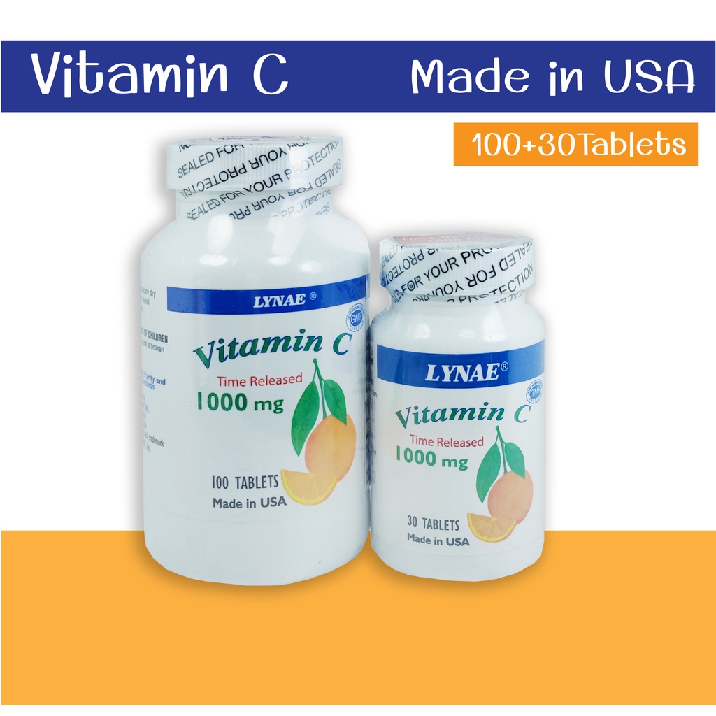 LYNAE VITAMIN C TIME RELEASED 1000mg 100เม็ด + 30เม็ด VitC ไลเน่ ...