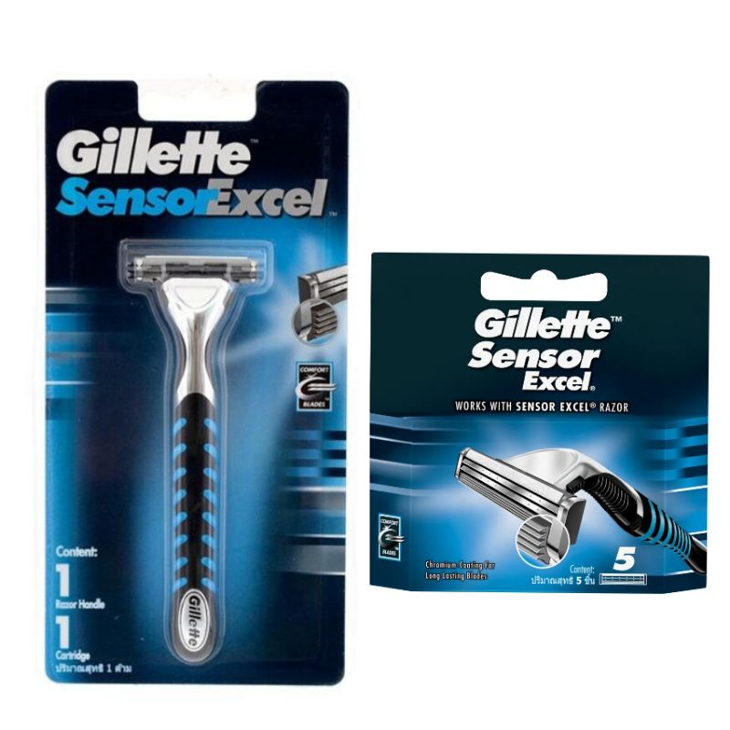 Gillette Sensor Excel แพคใบมีด ไม่มีด้าม ยิลเลตต์ เซ็นเซอร์ เอ็กเซล ...
