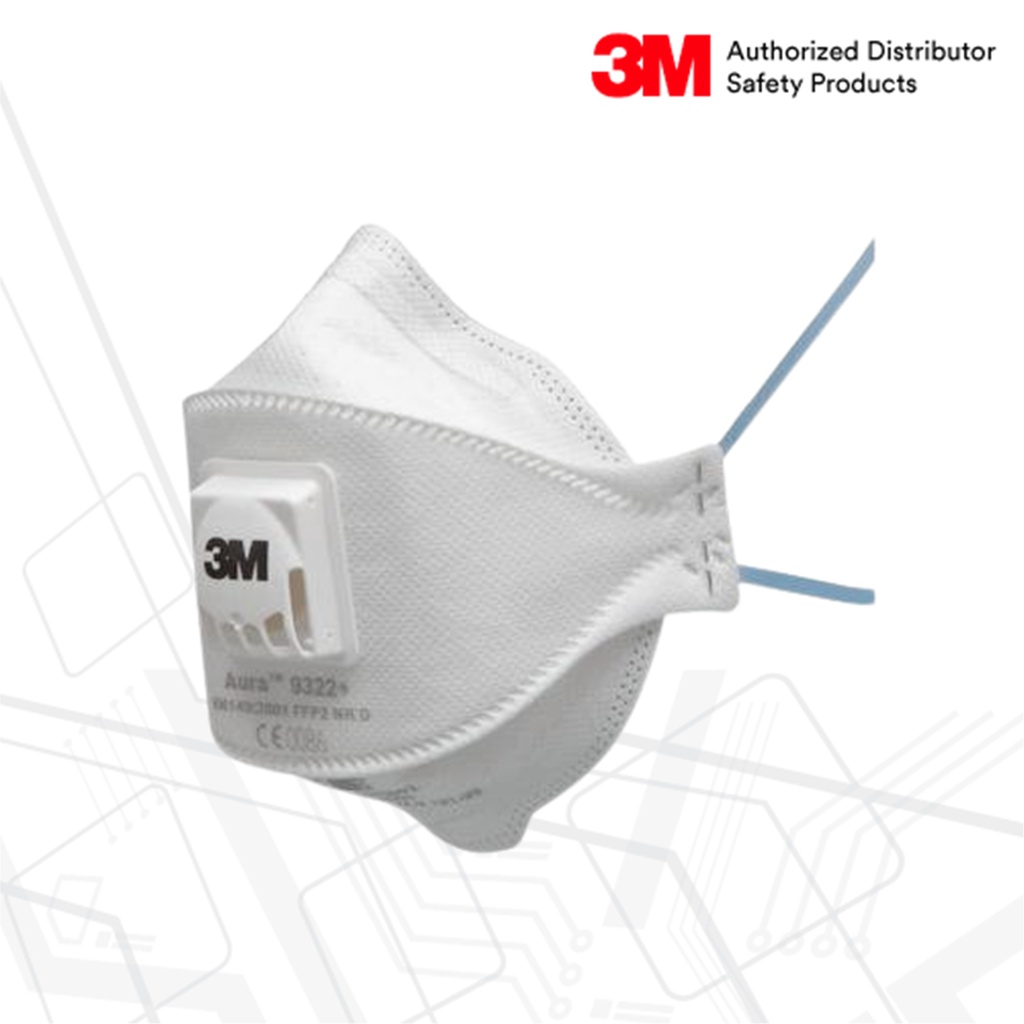 3M™ Aura™ 9322A+ ป้องกันฝุ่น ละออง ฟูมโลหะ แบบพับได้ พร้อมวาล์วระบาย ...