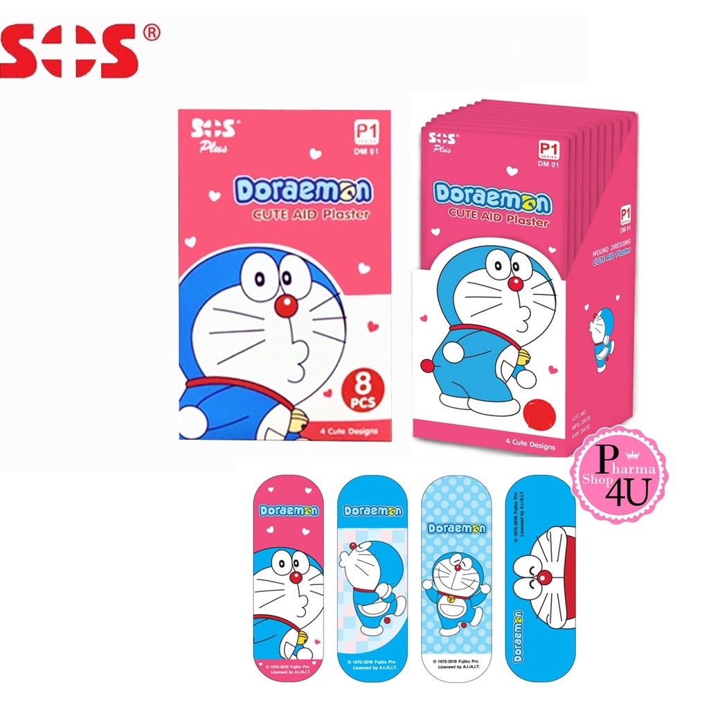 SOS Plus Doraemon P1 พลาสเตอร์ ปิดแผล ลายโดเรมอน ขนาด 1.9 x 5.6 ซม ...