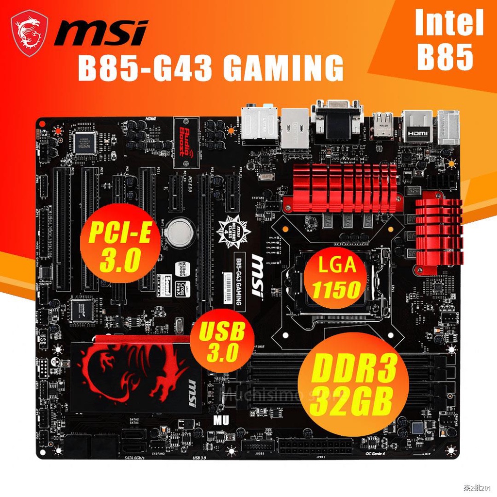 MSI B85-G43 GAMING Motherboard LGA 1150 DDR3 32GB IntelPCI-E 3.0 SATA ...