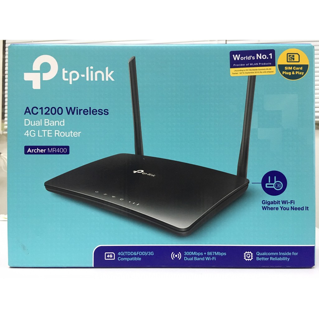 TP-LINK AC1200 Wireless Dual Band 4G LTE Router Archer MR400 Version 2. ...