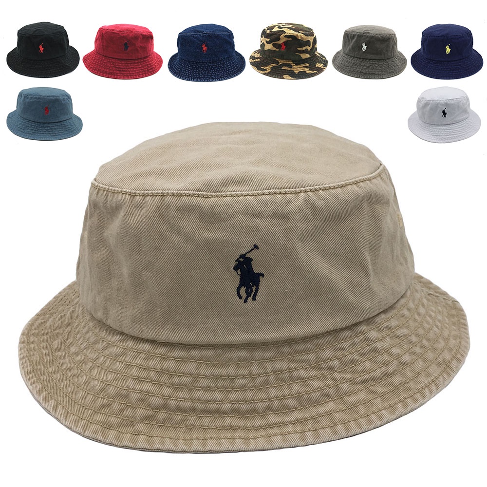 Polo Bucket Hat Small Pony Logo RL Outdoor Leisure Casual Wear Cotton ...