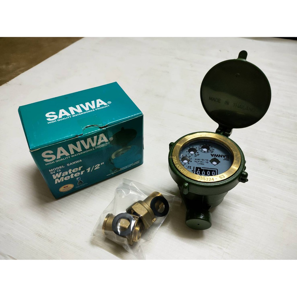 SANWA มาตรวัดน้ำ/ มิเตอร์น้ำ/มาตรน้ำ / 1/2 นิ้ว (4 หุน) รุ่น SV15 0.5นิ้ว | Shopee Thailand