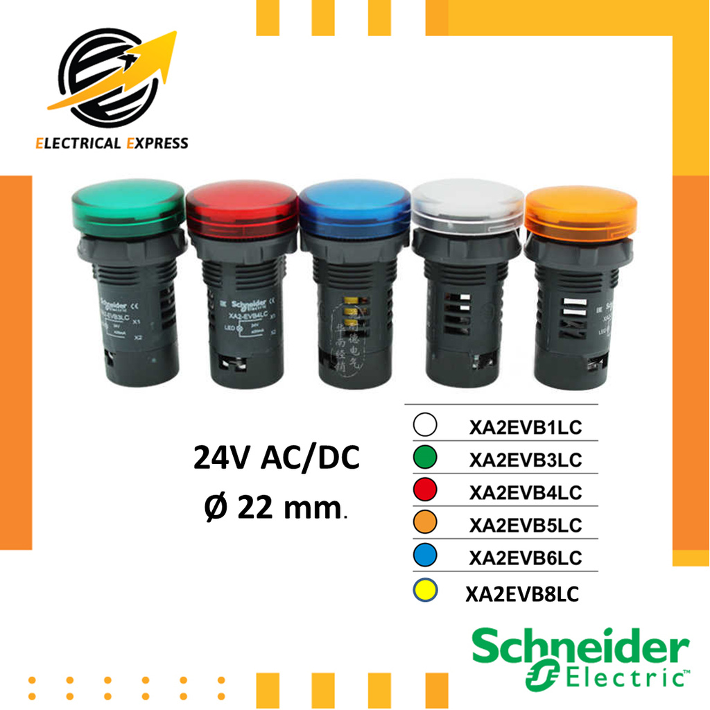 Pilot Lamps/ LED 22mm. 24VAC/DC/XA2/ ไพล็อทแลมป์/Scnneider/XA2EVB1LC ...