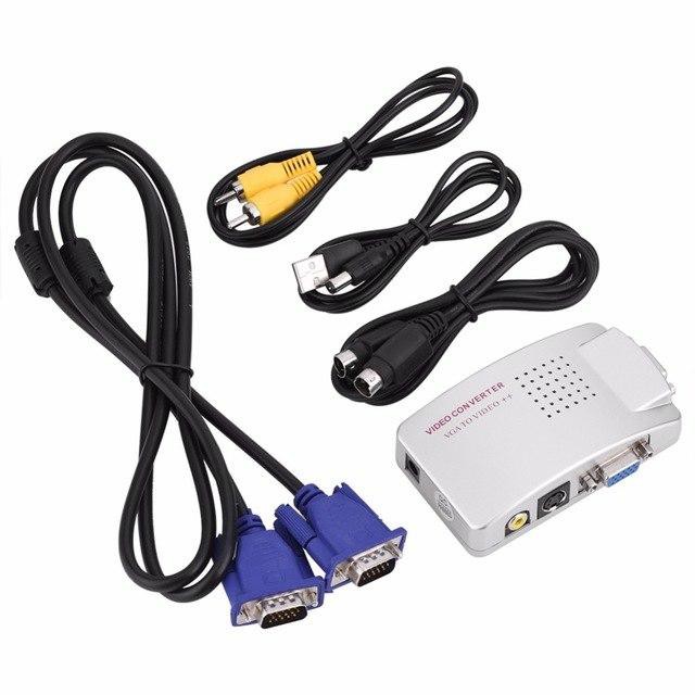 PC To TV Converter Box VGA to TV AV RCA Signal Adapter Video Switch Box ...