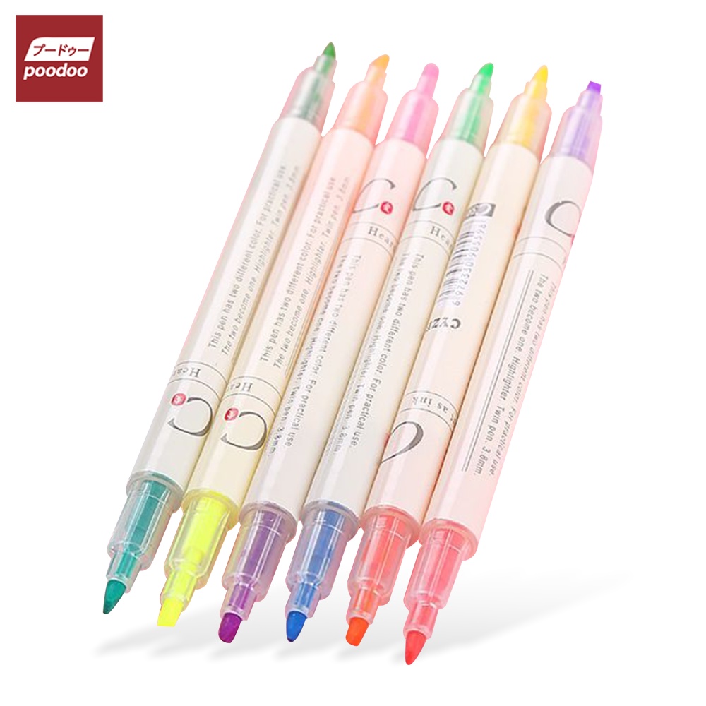 ปากกาไฮไลท์ 2 ด้าน ((แพ็ค 6แท่ง)) ไฮไลท์ Color Mark Pen Cute 6 Pcs/Set ...