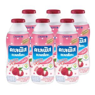 คาลพิส แลคโตะ กลิ่นลิ้นจี่ 140ml ยกแพ็ค 6ขวด เครื่องดื่มผสมนมเปรี้ยว ...