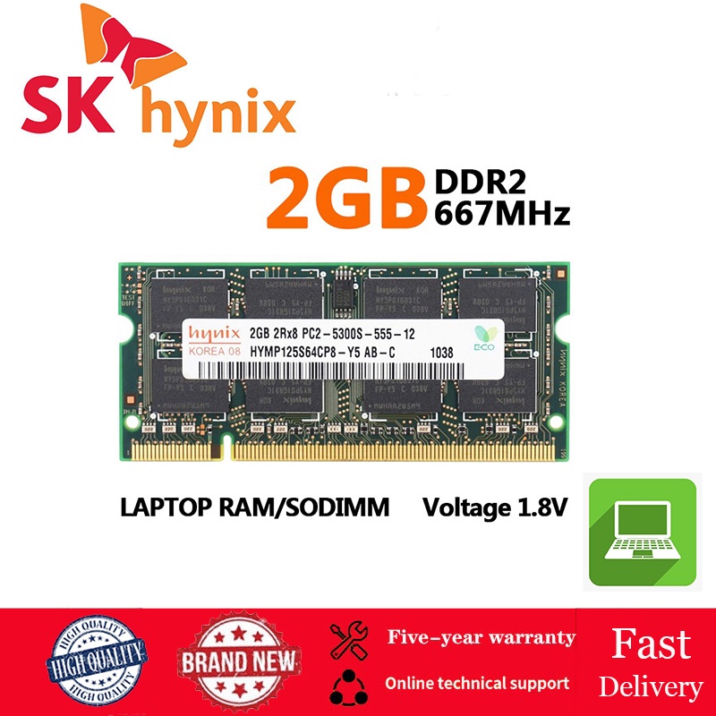 Hynix RAM DDR2 2GB 667MHz หน่วยความจำแล็ปท็อป 2Rx8 PC2-5300S 200Pin ...