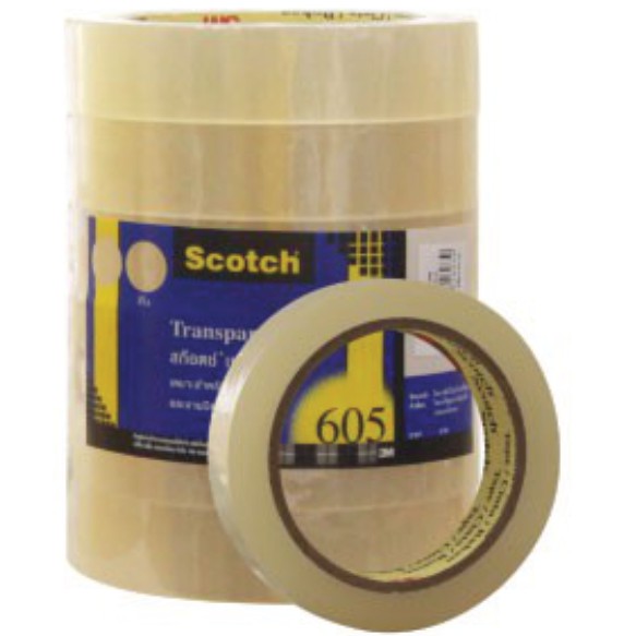 สก๊อตช์ เทปใส เทปปิดกล่องพัสดุ เทปแปะกล่องพัสดุ 605 Scotch tape 3M 66ม. ...