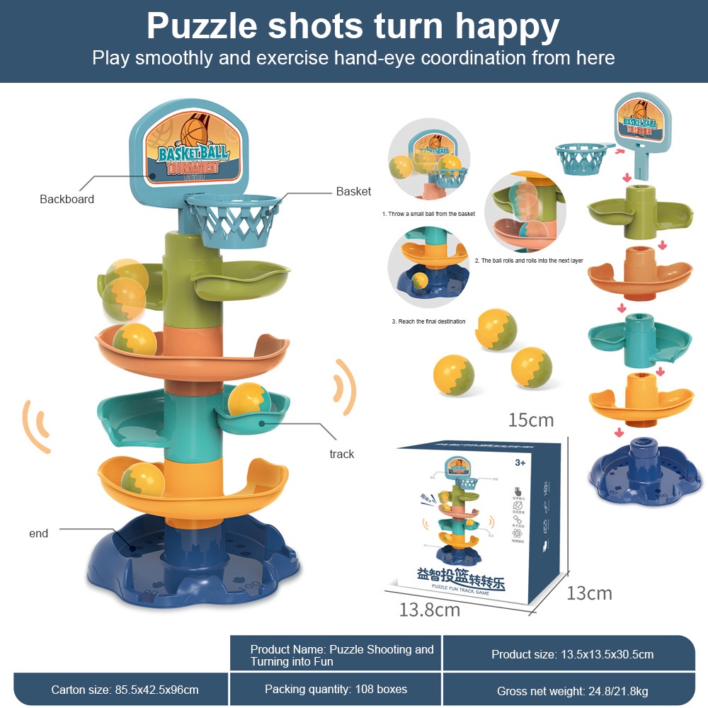 Children's rolling ball bell toys stacking tower educational toys ball ...