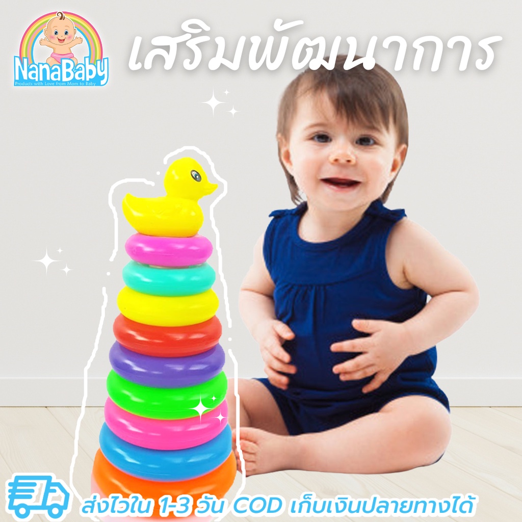 NanaBaby ของเล่นเสริมพัฒนาการ ของเล่นเด็ก 1-3 ปี ของเล่นเสริม IQ เด็กเล็ก เรียงห่วงสวมหลัก ...