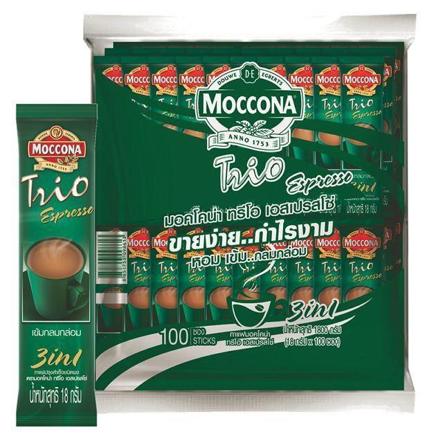 Moccona Trio Espresso 3in1 Coffee มอคโคน่า ทรีโอ เอสเพรสโซ่ กาแฟทรีอินวัน 18g. x 100ซอง | Shopee ...