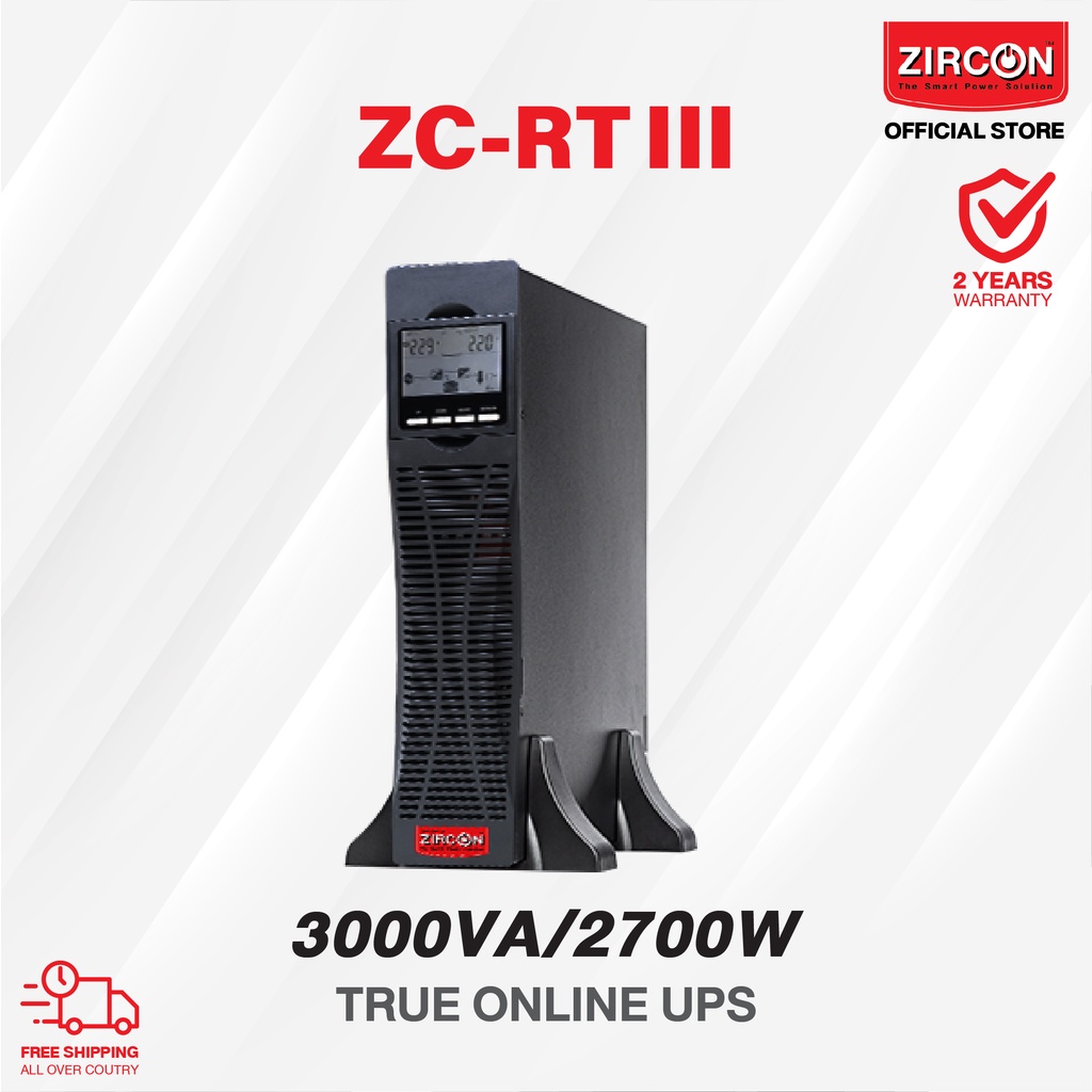 เครื่องสำรองไฟ ZIRCON UPS ชนิดTrue Online รุ่น ZC-RTIII 3000VA/2700W ของแท้ ประกัน 2 ปี ส่งฟรี ...