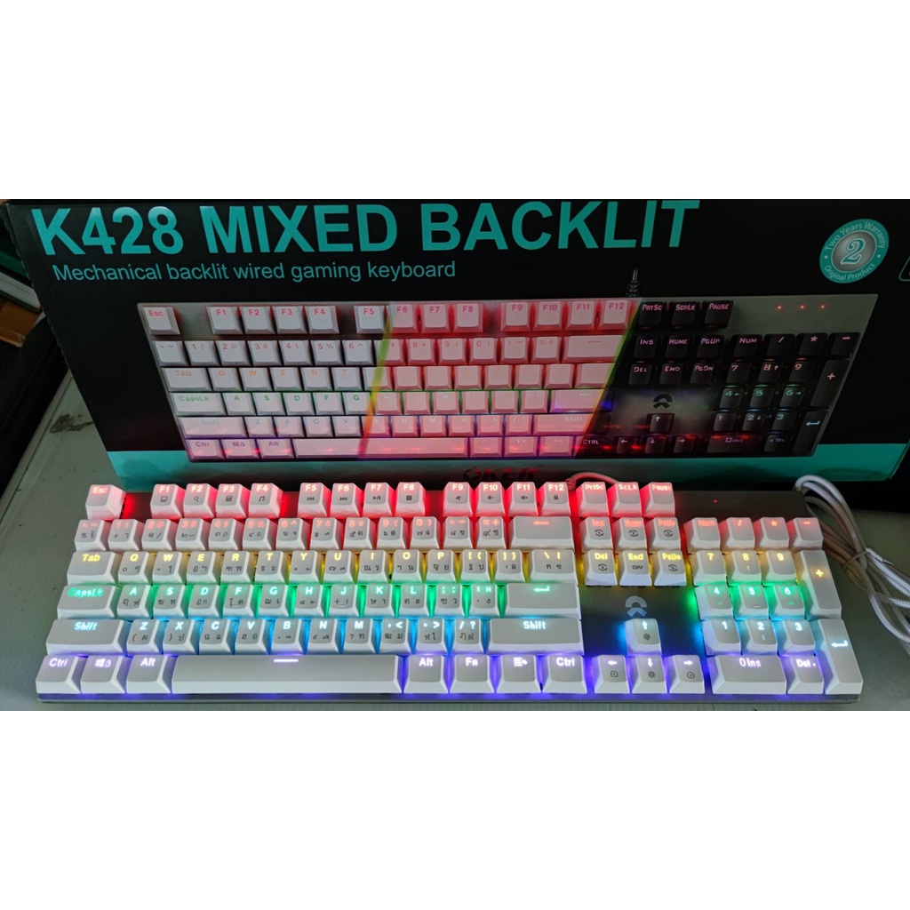 คีย์บอร์ด เกมมิ่ง แมคคานิคอล บลูสวิช Keyboard Gaming Mechanical Backlit K428 Blue switch OKER ...