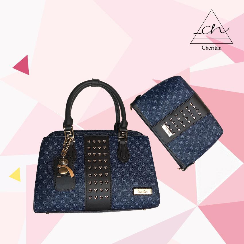 Cheritan กระเป๋าเซต 2ใบ รุ่นA7-1 กระเป๋าแม่ลูก ฉลุติดคริสตัล เชอริตัน ...