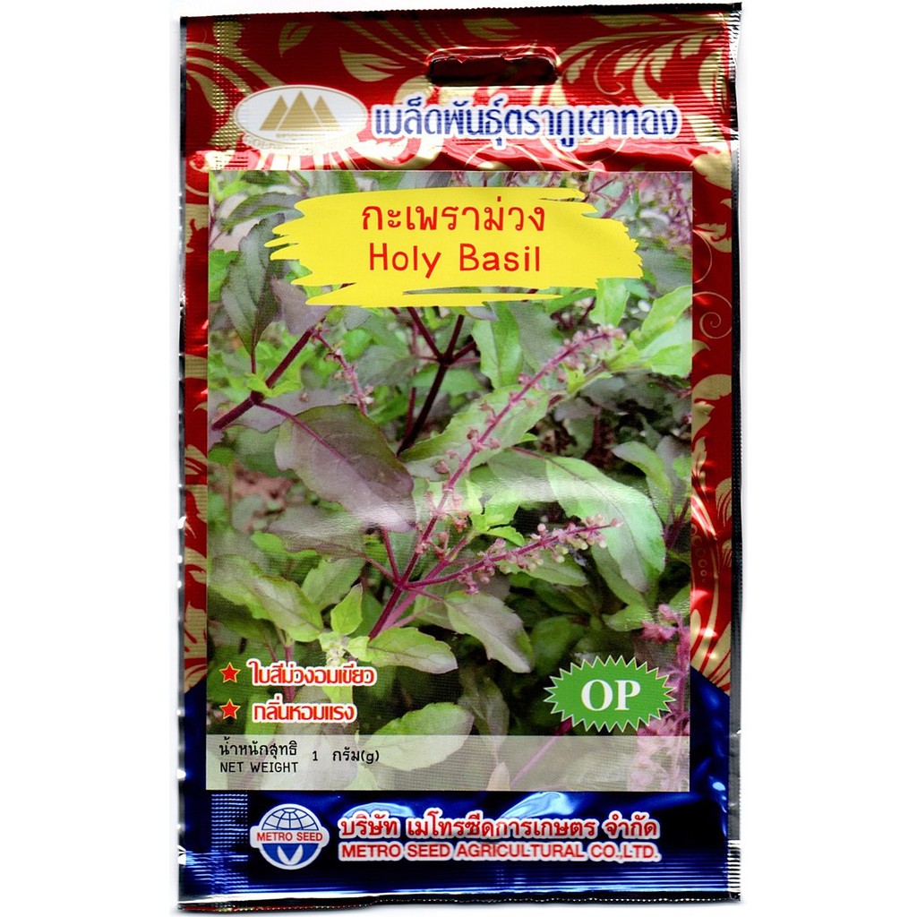 กระเพราม่วง (Hoyl Basil) เมล็ดพันธุ์ เมล็ดพันธุ์ผัก เมล็ดพันธุ์พืช ผัก ...