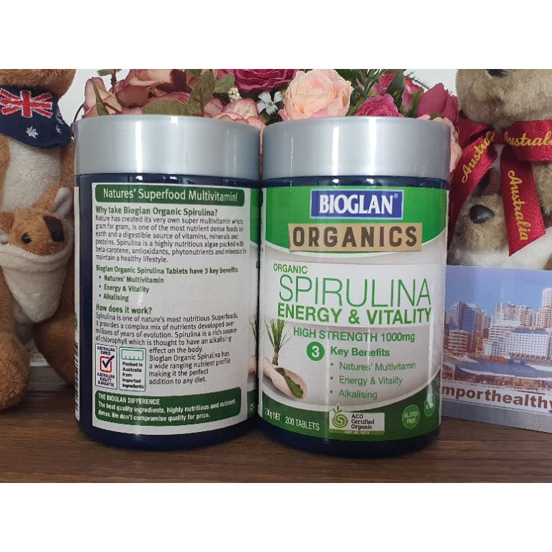 Bioglan Organic Spirulina 1000 mg สาหร่ายสไปรูลิน่า สาหร่ายเกลียวทอง ...